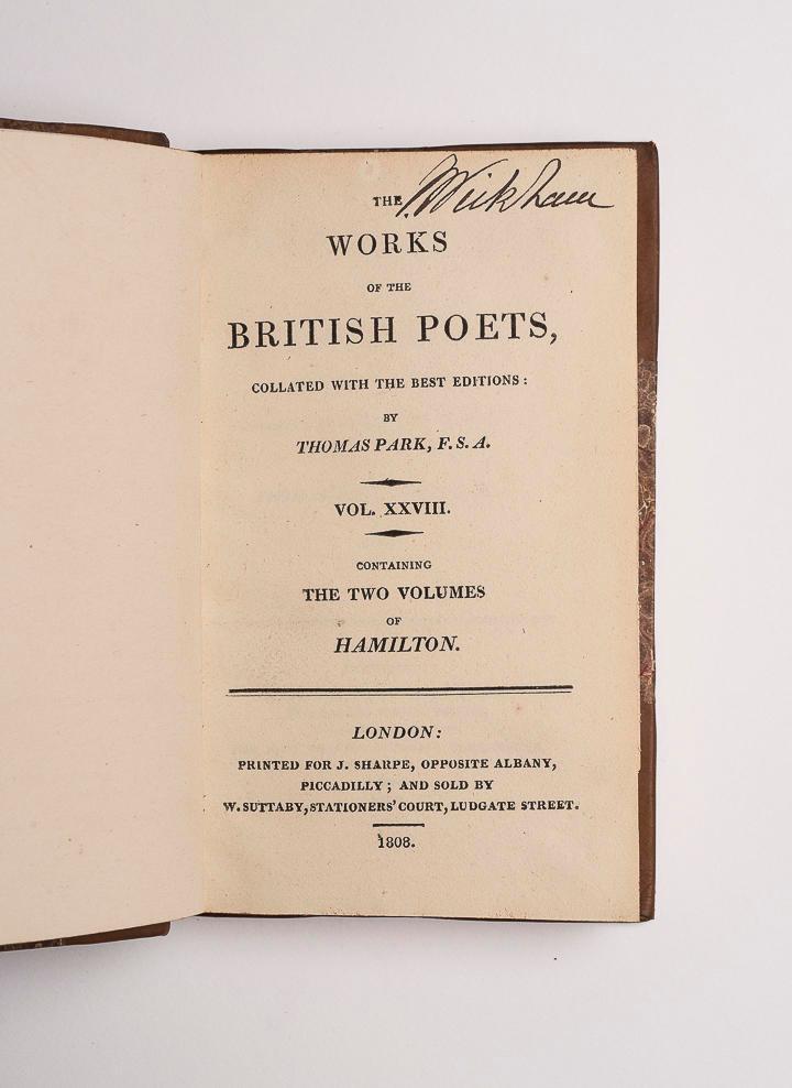 The Works of the British Poets containing the two volumes of Hamilton ...